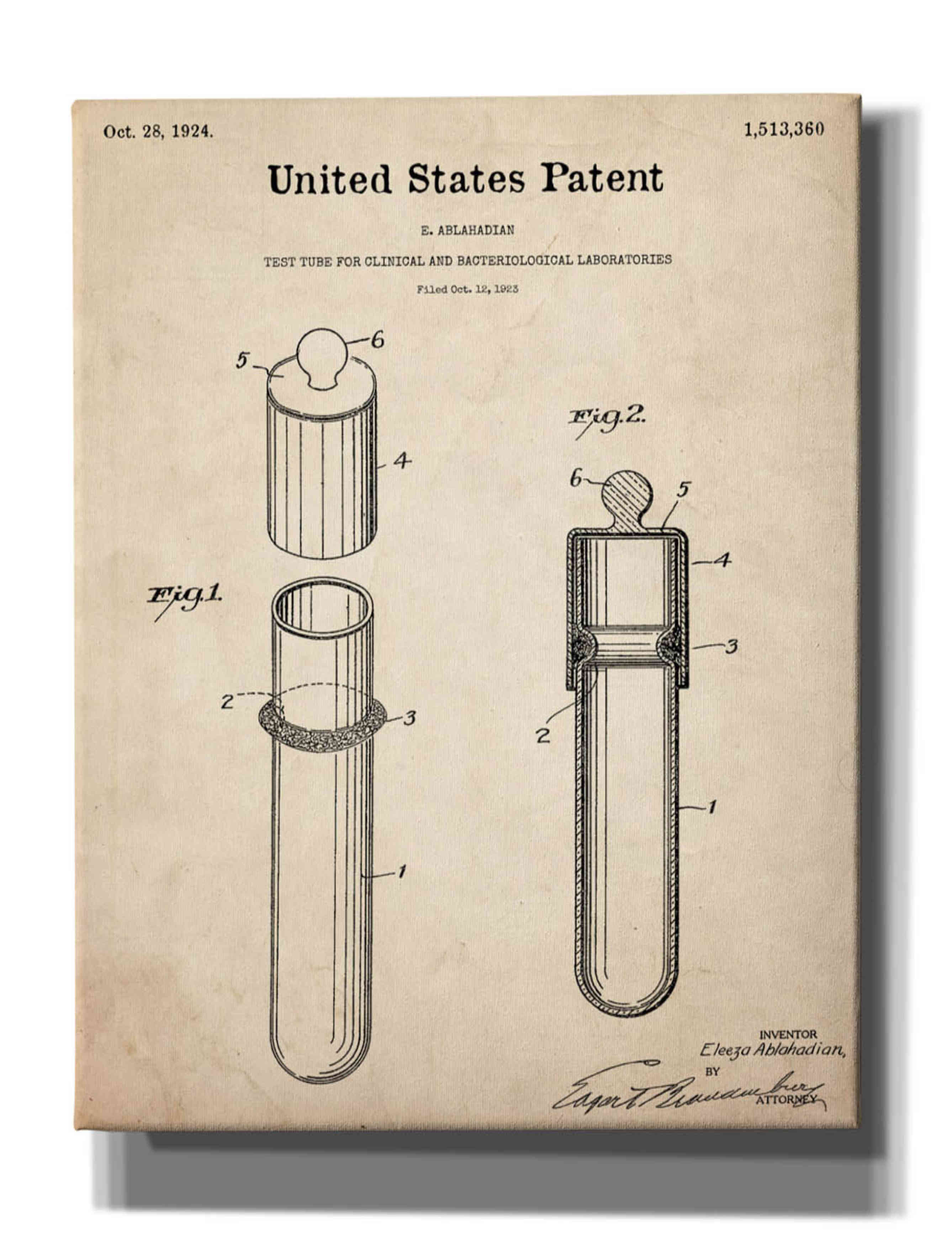 Epic Graffiti 'Test Tube Blueprint Patent Parchment,' Canvas Wall Art ...