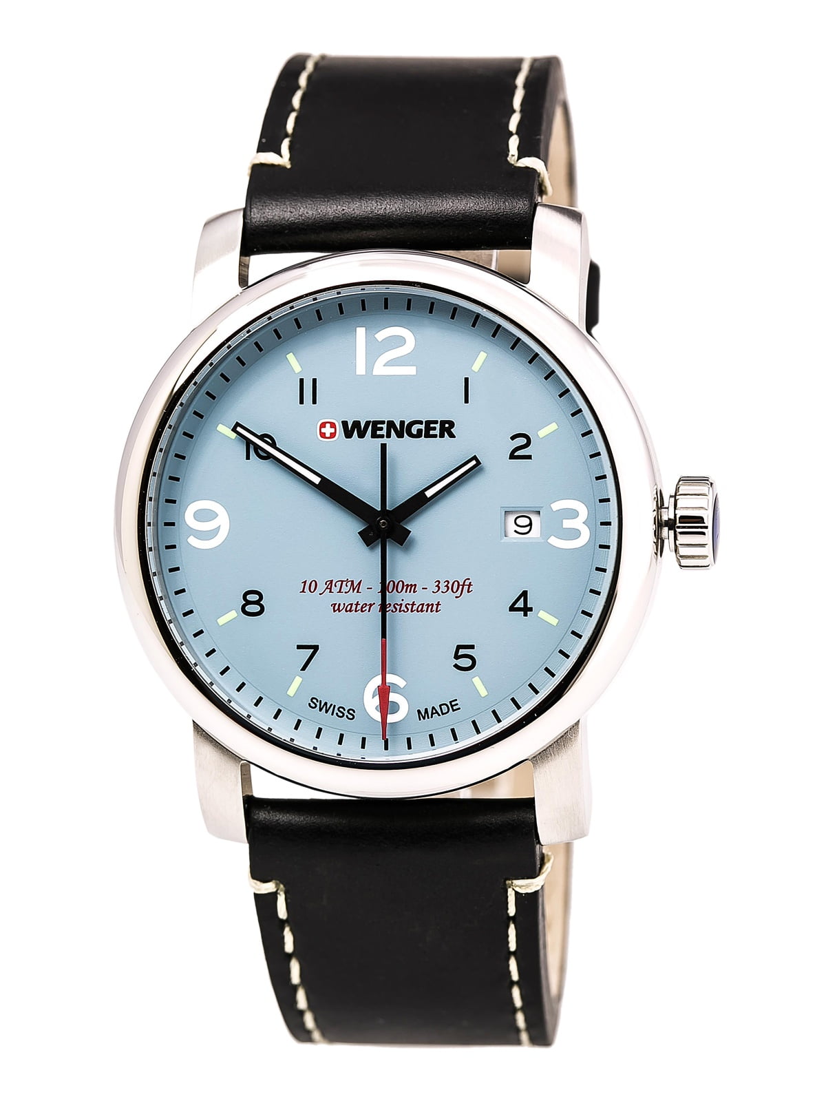 Wenger Men's 01.1041.137 Urban Metropolitan Blue Dial Black Leather ...
