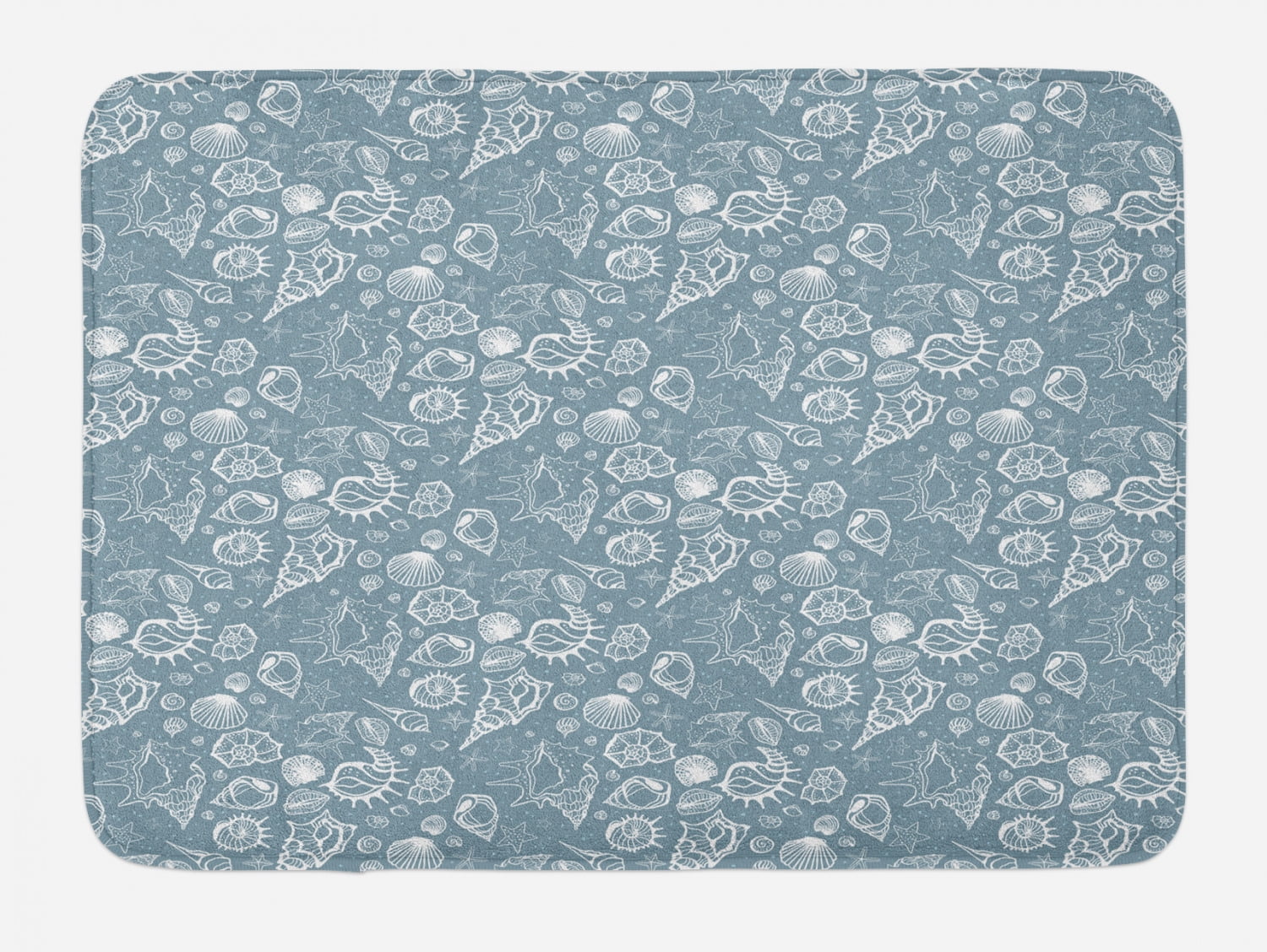 Sea Shells Bath Mat, Doodle Hand Drawn Style Starfish Pattern ...