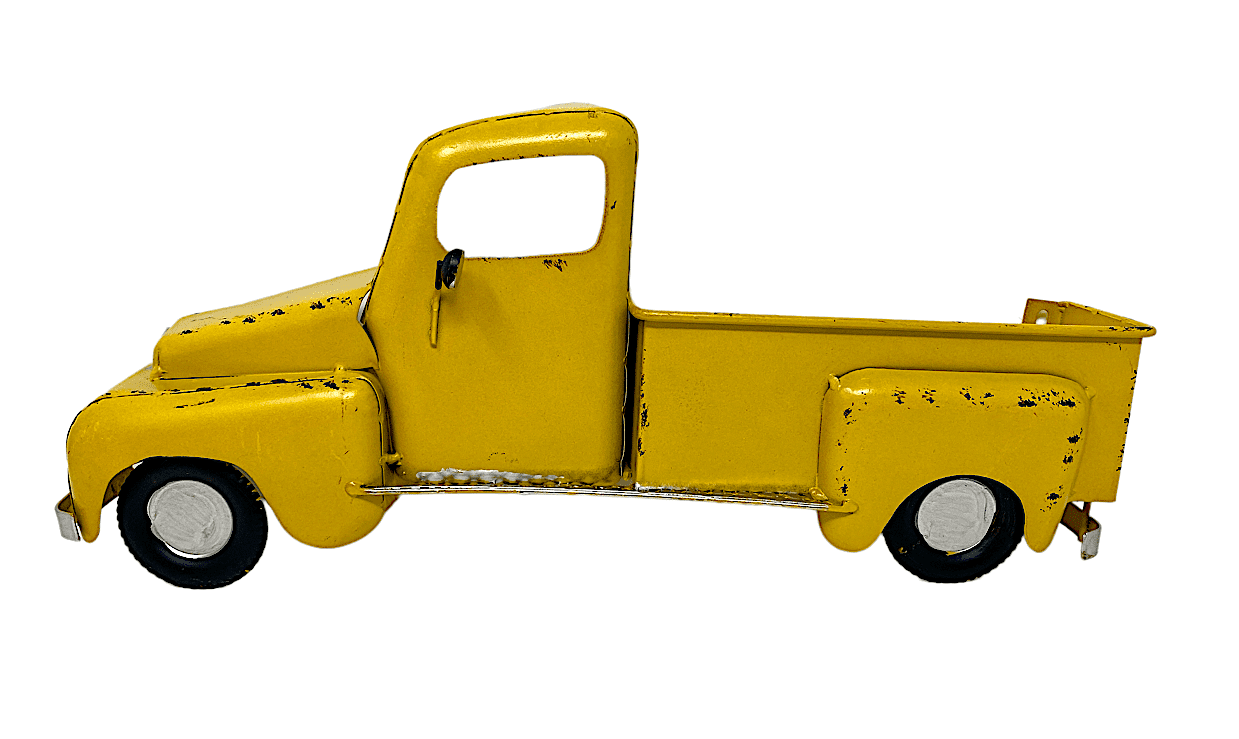 Vintage Yellow Half Pickup Truck Hanging Wall Door Decor Planter Rustic ...