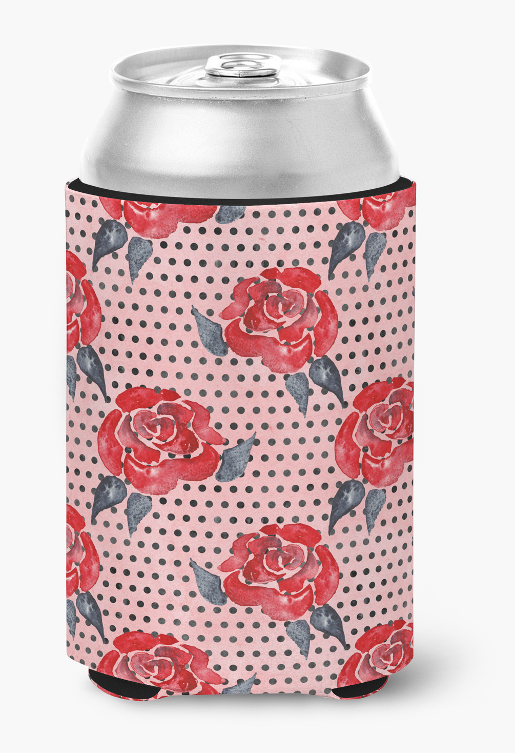 Watercolor Red Roses and Polkadots Can or Bottle Hugger - Walmart.com