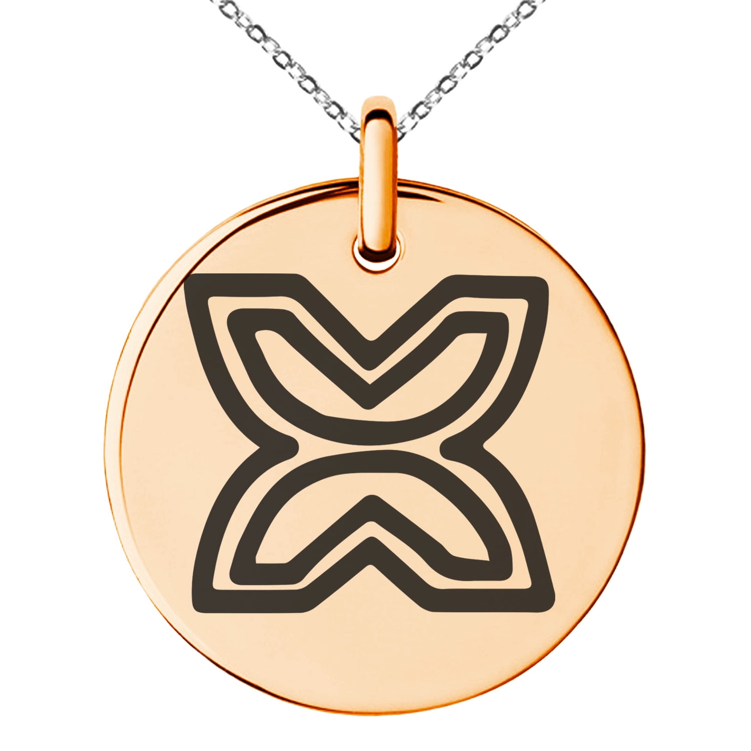 Stainless Steel Aztec Freedom Rune Engraved Small Medallion Circle ...