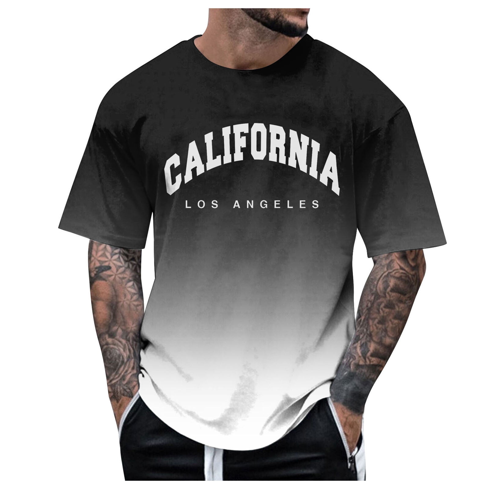 Click here for Ydlcafd Mens Fashion Casual Gradient T Shirt Digit... prices