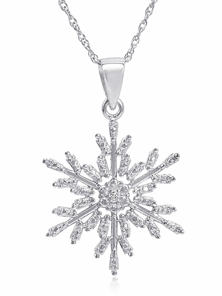 Amanda Rose - Diamond Snowflake Pendant Necklace in .925 Sterling ...