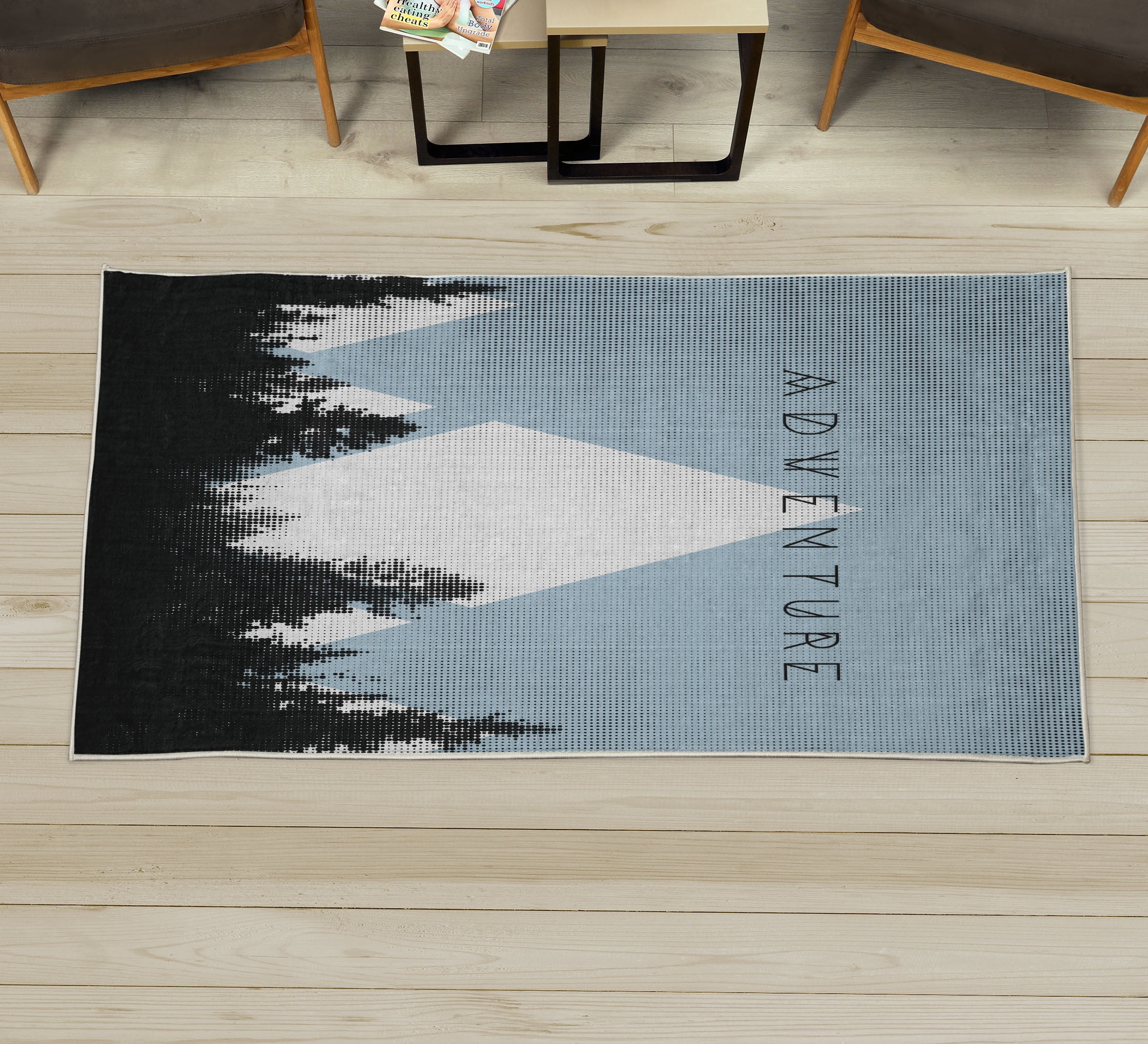 Adventure Decorative Rug, Forest Halftone Effect Hipster Typography ...