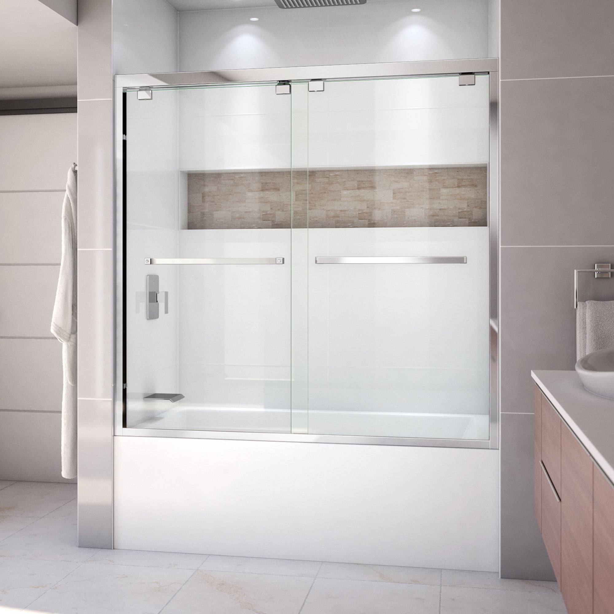 Dreamline Encore 56 60 In W X 58 In H Semi Frameless Bypass Tub Door
