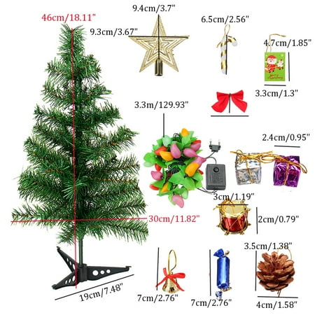 60cm Tabletop Artificial Small Mini Christmas Tree with LED Light Xmas ...
