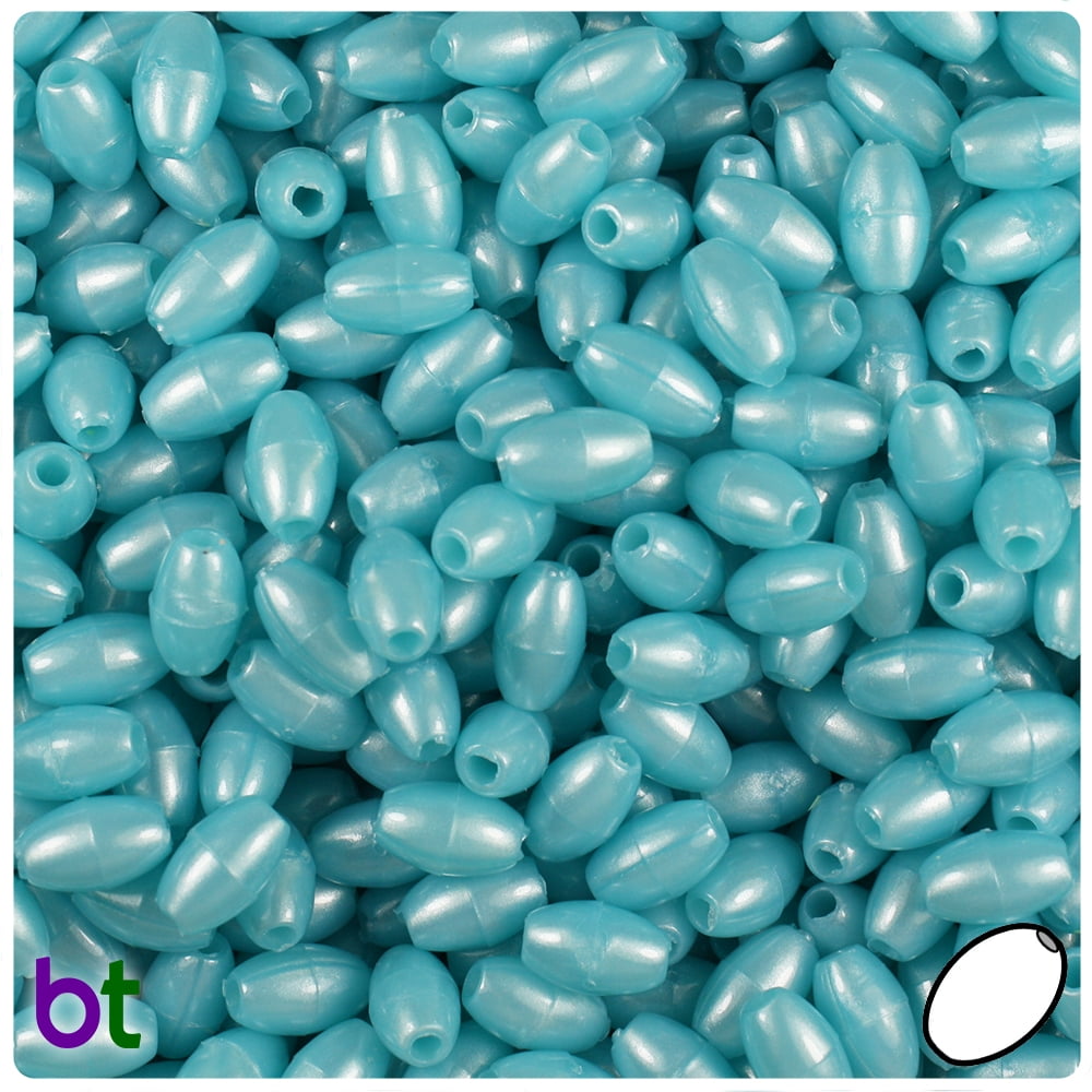 BeadTin Light Blue Pearl 9mm Oat Plastic Beads (500pcs) - Walmart.com ...