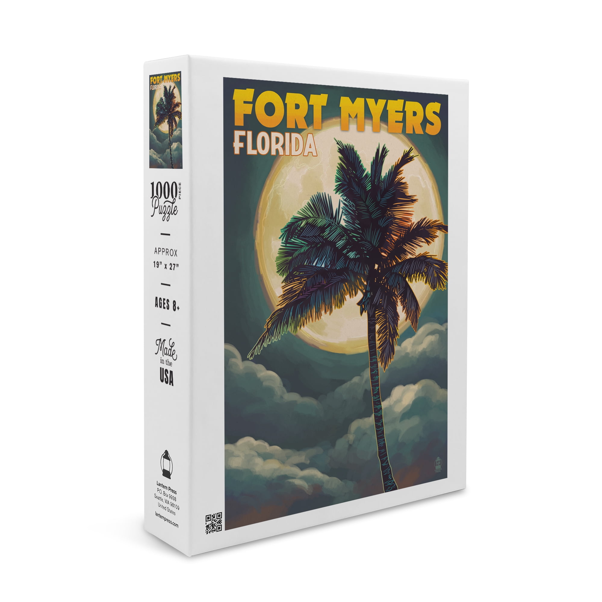 Fort Myers, Florida, Palms and Moon (1000 Piece Puzzle, Size 19x27 ...
