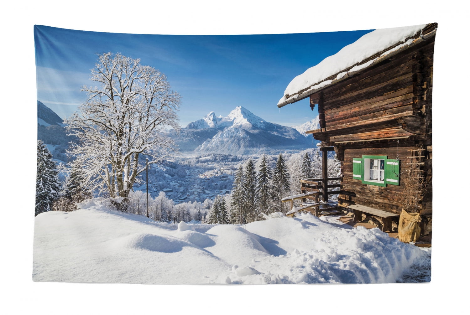 Snow Mountain Tapestry, Cherry Blossoms Near Lake Yamanaka and Mount ...
