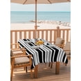 Black and Rectangle Outdoor Tablecloth with Umbrella Hole Gray Stripe ...