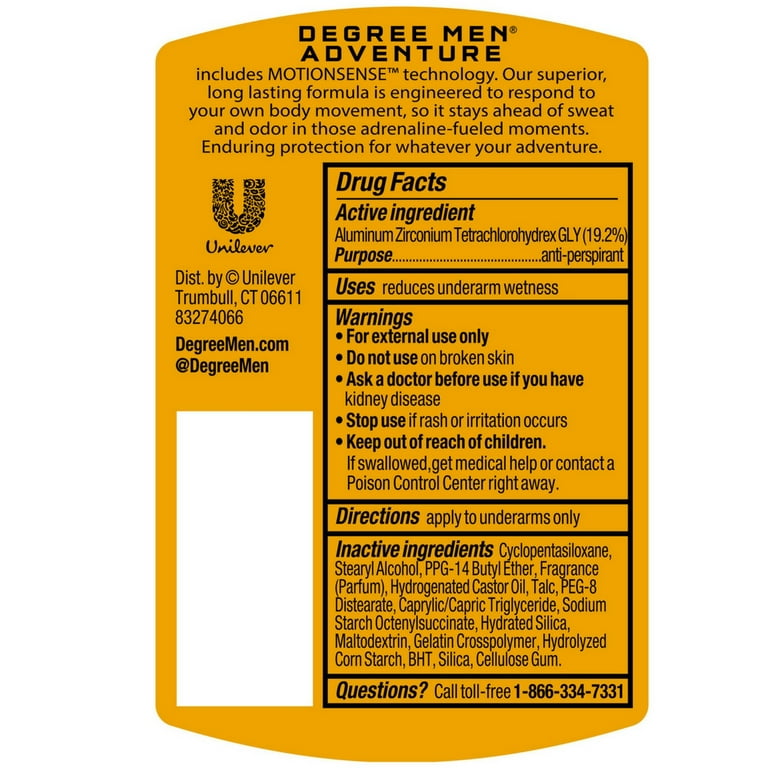 Degree Men Adventure Deodorant Barcode