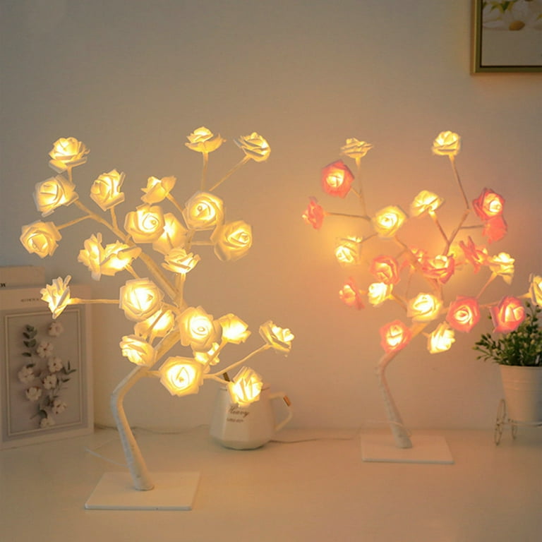 Enchanting 24 LED Rose Tree Flower Lamp Lights USB Table, 52% OFF