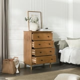 Walker Edison Jules 4-Drawer Solid Wood Caramel Dresser - Walmart.com