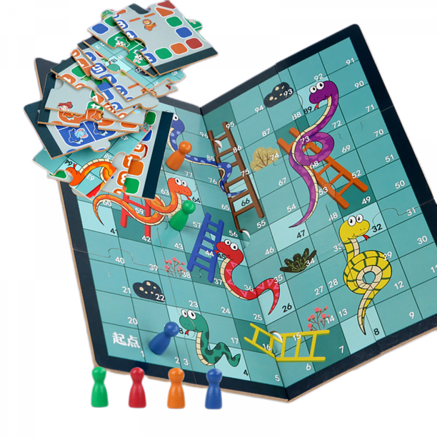 Magnetic Snakes and Ladders Game Set with Storage Box, Folding Design ...