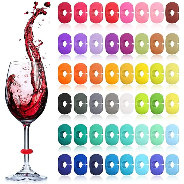 48 Pieces Wine Glass Charms Markers Silicone Drink Markers for Wine ...