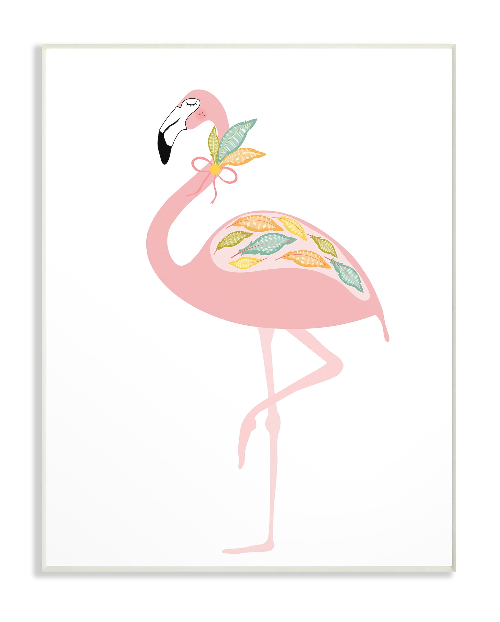 The Stupell Home Decor Collection Multi Colored Feather Flamingo Wall ...