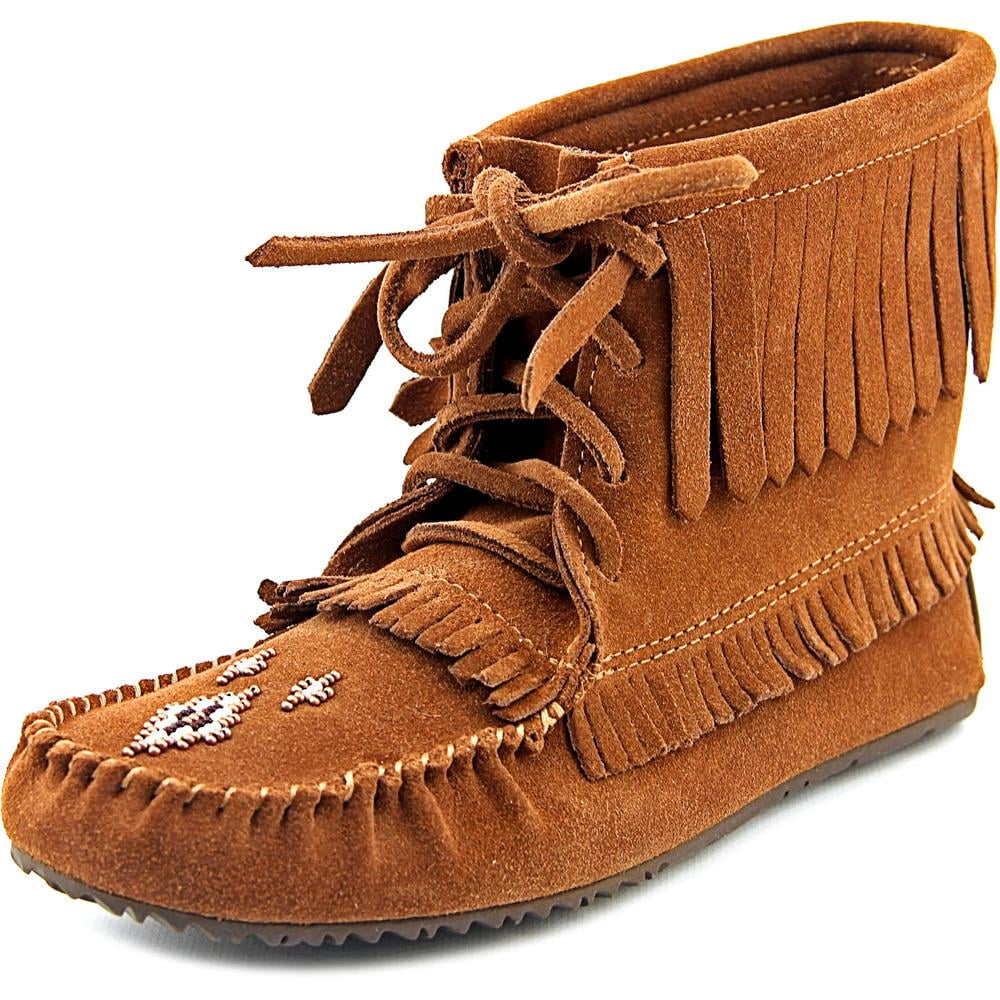Manitobah Harvester Suede Moccasin Women Square Toe Suede Brown Bootie ...
