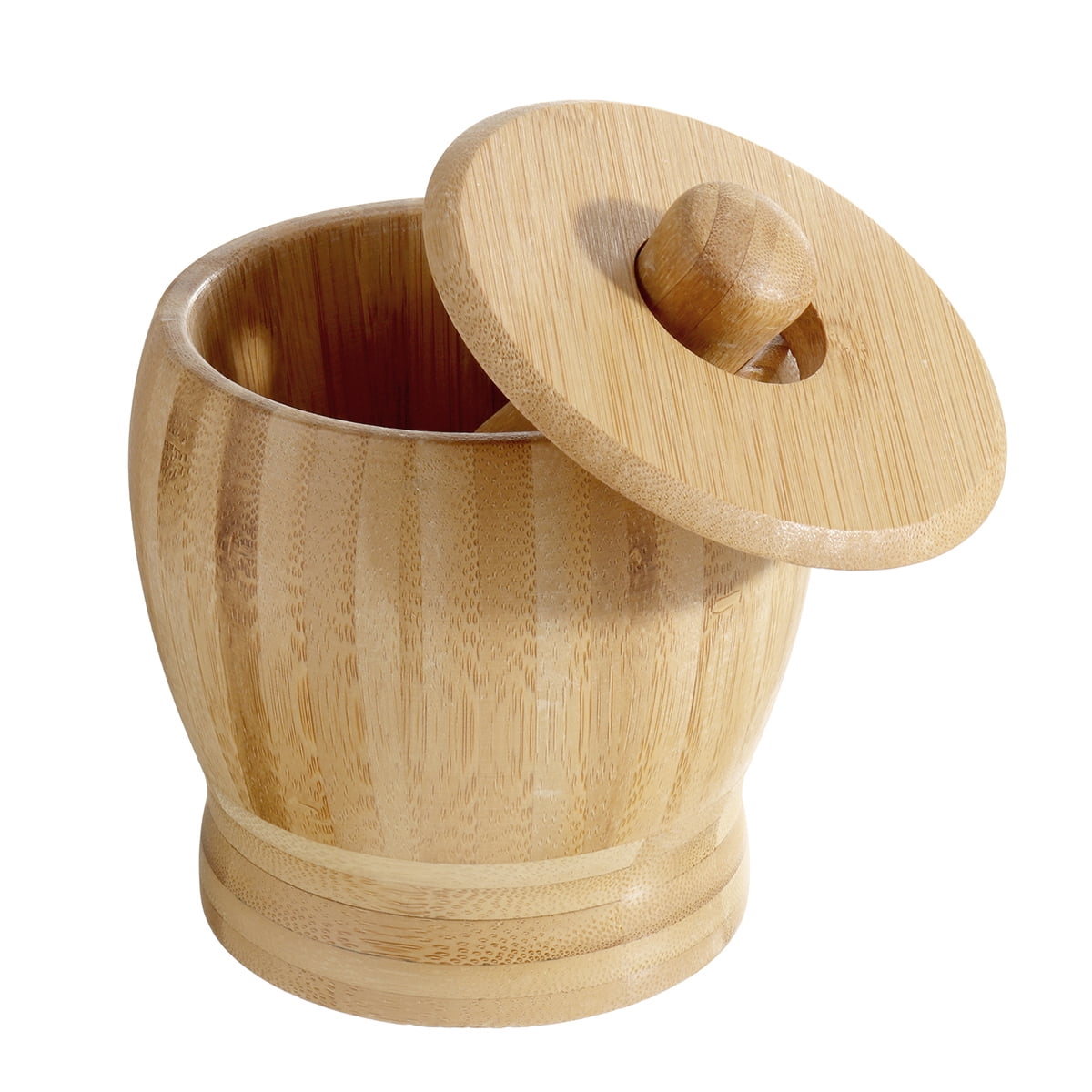 Bamboo Mortar and Pestle, Garlic Press Ginger Crusher Spices Grinding ...