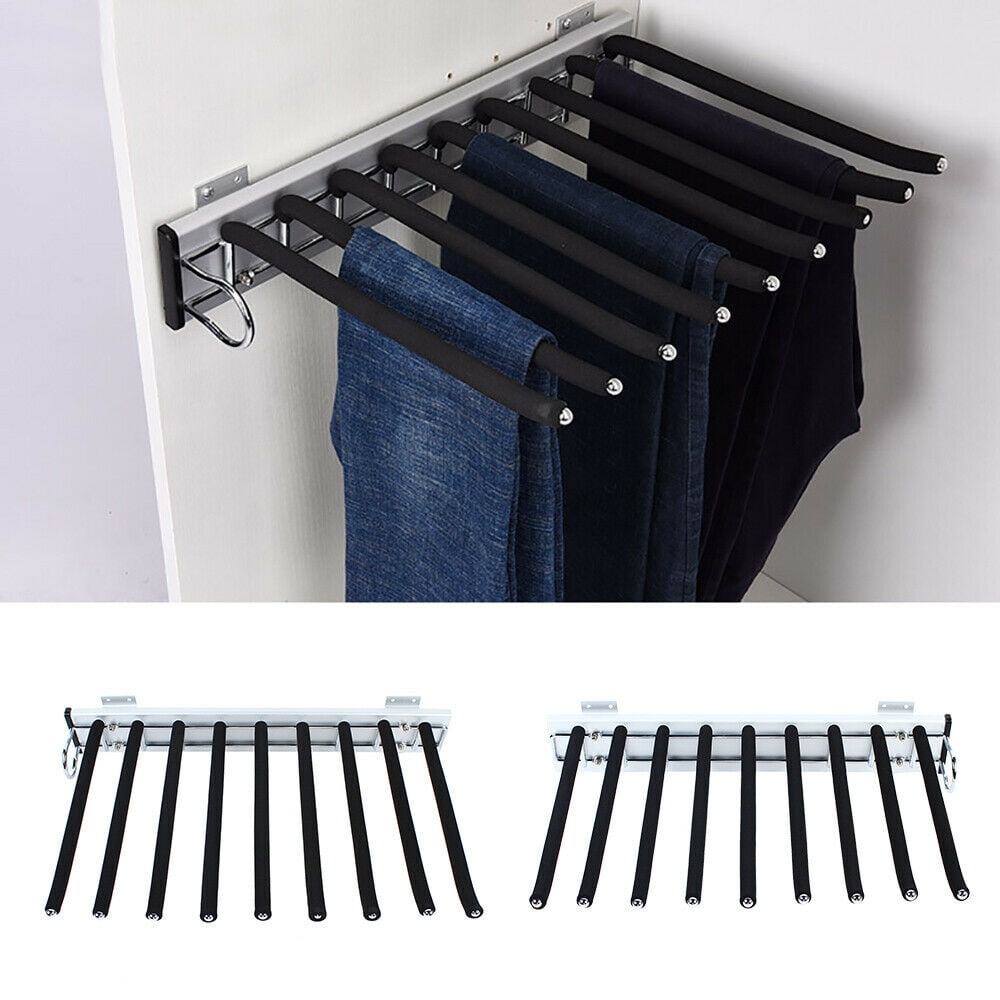 Pull Out Trousers Rack 9 Arms Steel Pull Out Pants Rack Pants Hanger ...