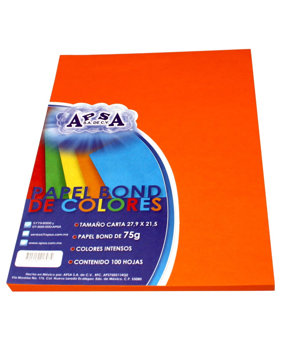 uOffice Colored Bond Paper Bundle 8.5" x 11", 20lbs, 100 Pages, Orange ...