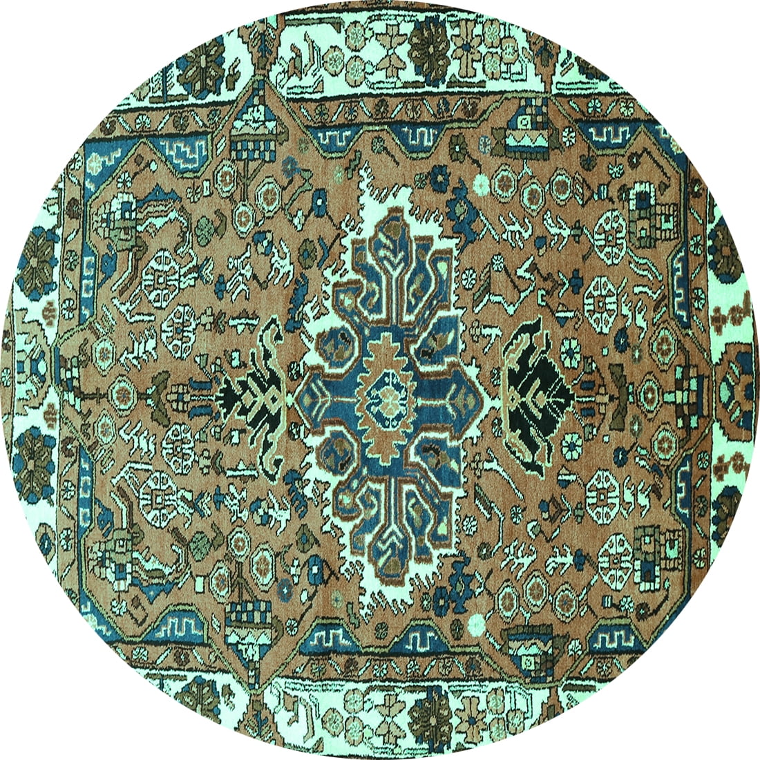 Ahgly Company Indoor Round Persian Turquoise Blue Traditional Area Rugs ...