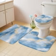 Abstract Marble Texture Bathroom Rugs Set Blue Golden Gradient Non Slip ...