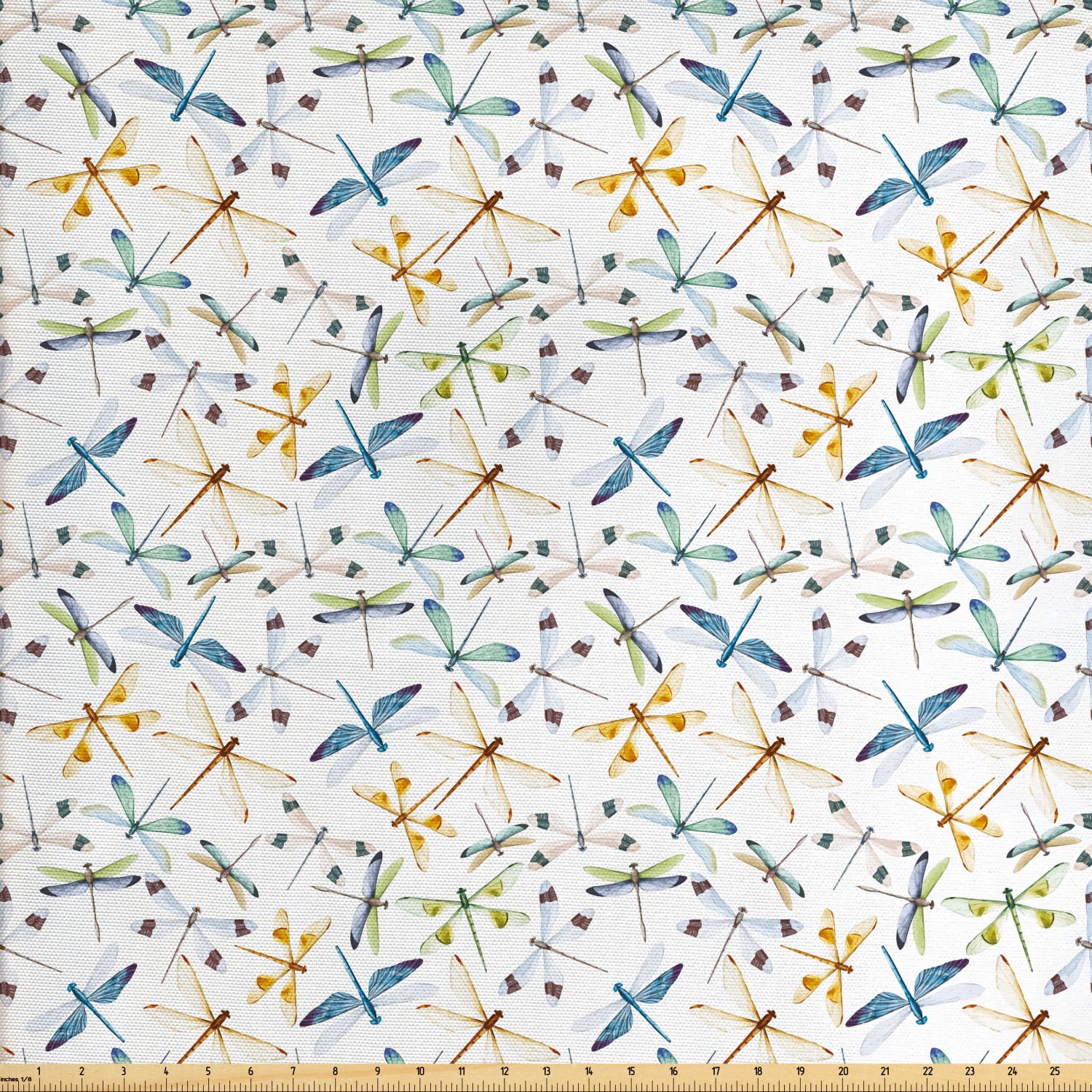 Dragonfly Fabric by the Yard, Moth Butterfly Like Bugs in Watercolor ...