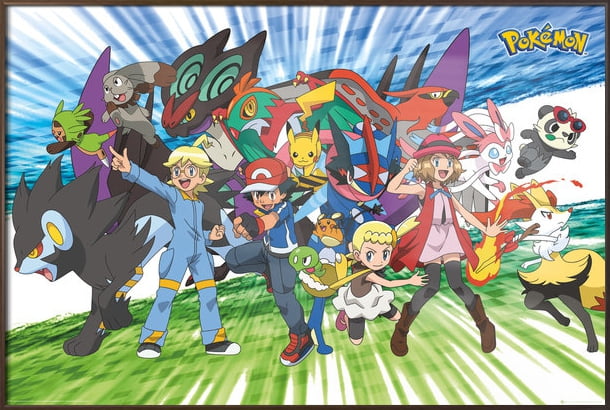 Pokemon - Framed TV Show / Gaming Poster / Print (Traveling Party - Ash ...