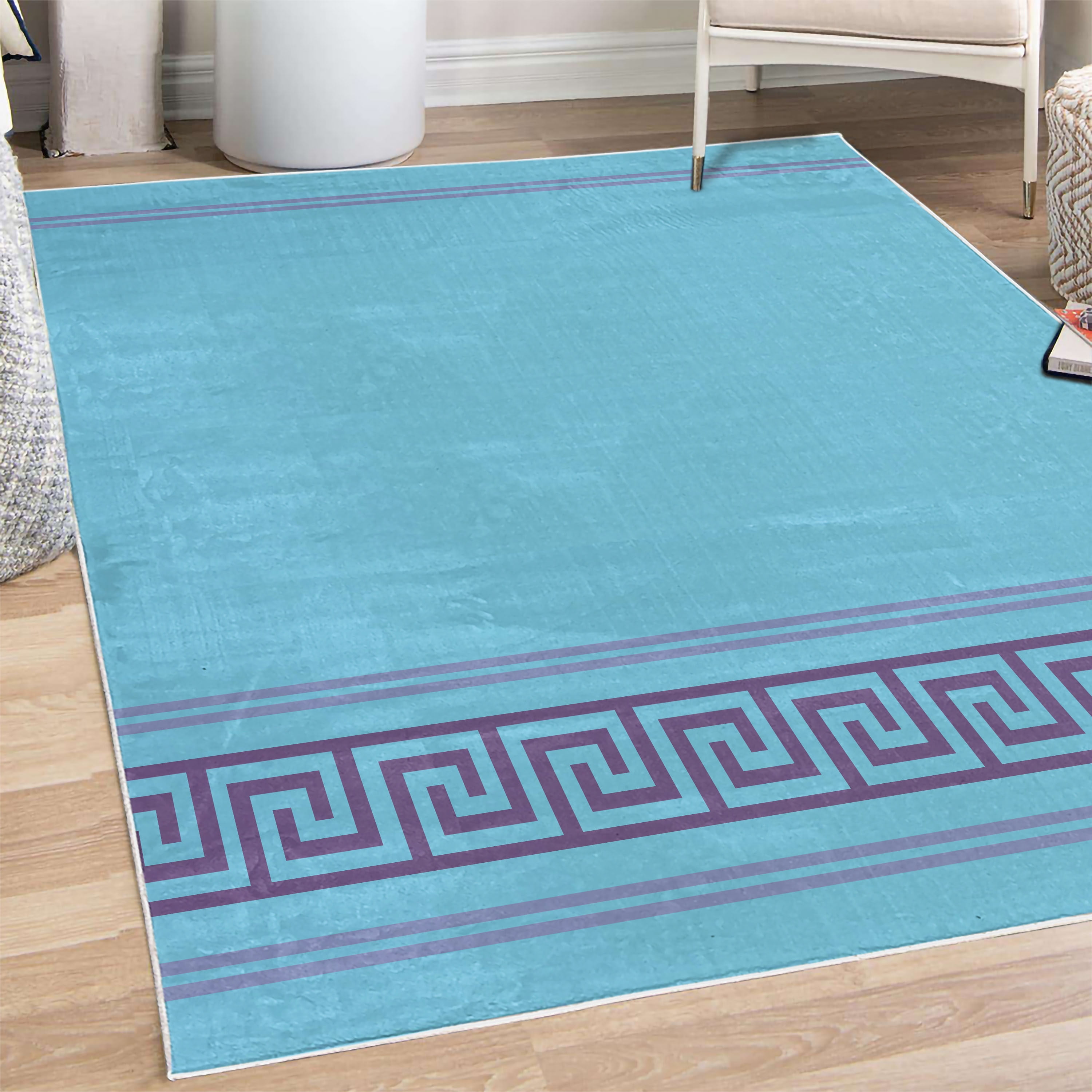 Abstract Decorative Rug, Simplistic Classic Greek Inspired Pattern in ...
