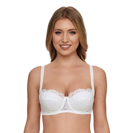 Susa 8864-3 Wiesn Zauber White Floral Embroidered Padded Underwired Balcony Bra 34B | Walmart Canada