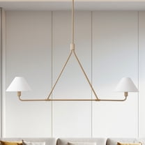 Minimalist 2-Light Tapered Brass Pendant, 46" Mid-Century Ceiling Light ...