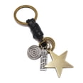 Fashionable Metal Star Keychain Vintage Styles Leather Key Holder For ...