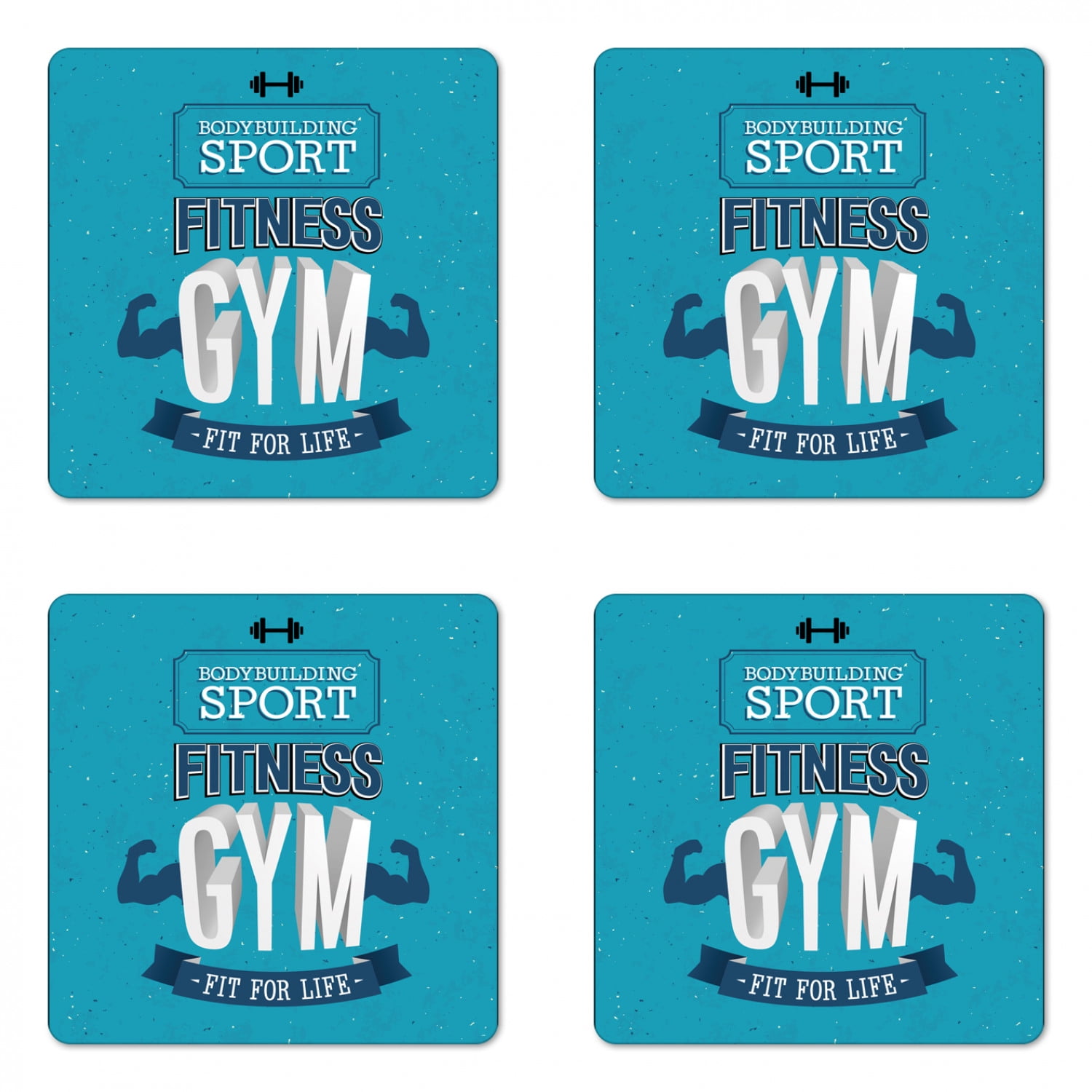 Fitness Coaster Set of 4, Fit for Life Bodybuilding Sport Biceps ...
