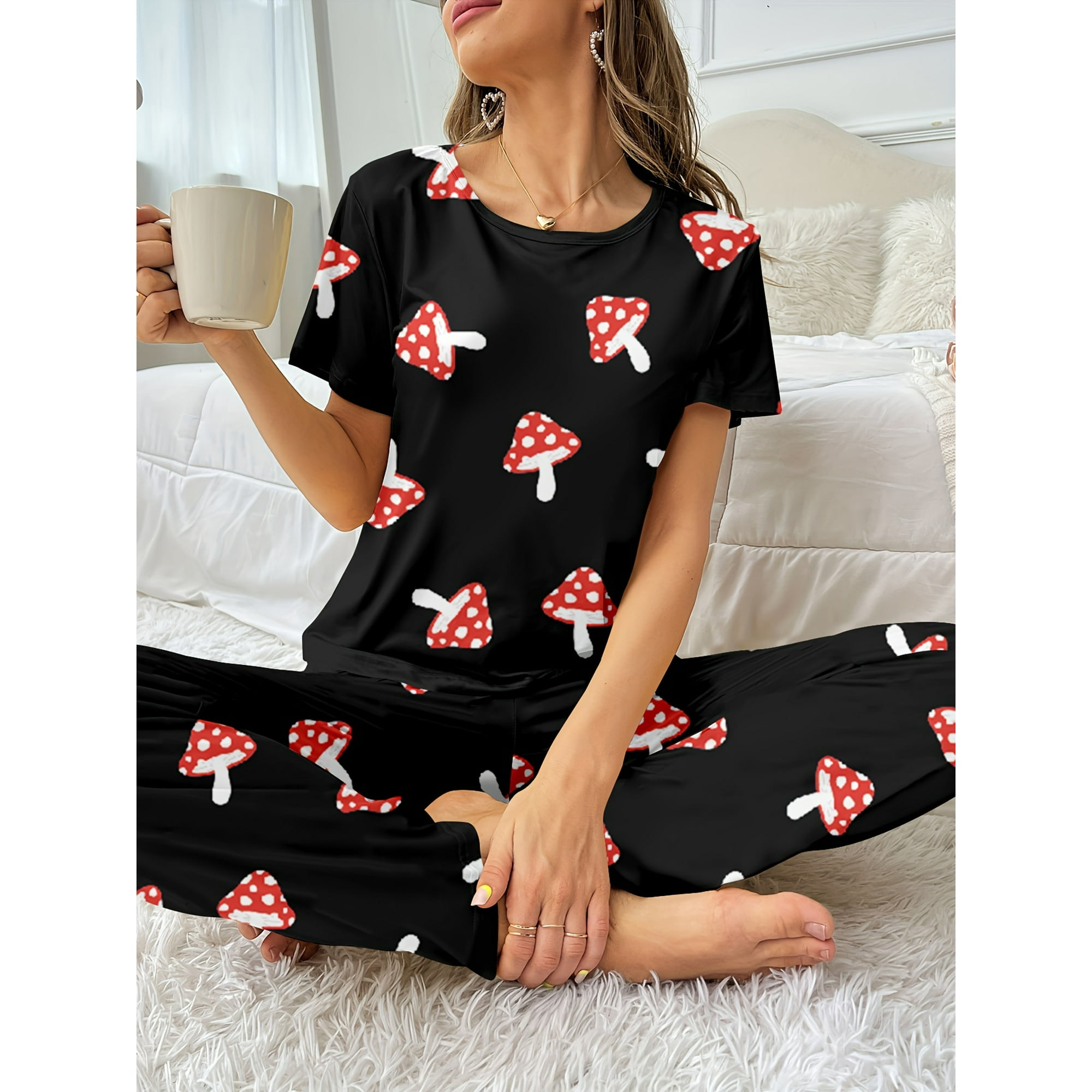 Click here for Yyfashion Cozy Mushroom Print Pajama Set For Women... prices