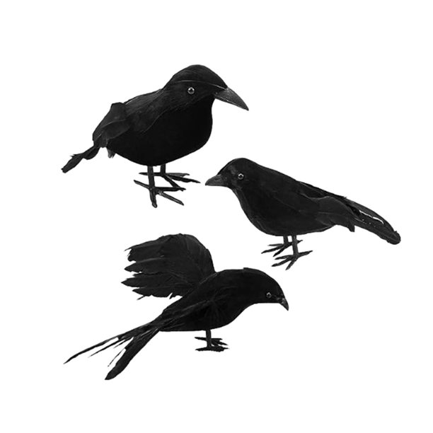 3 Pieces Halloween Crows Birds Black Feathered Crows Halloween Crow ...