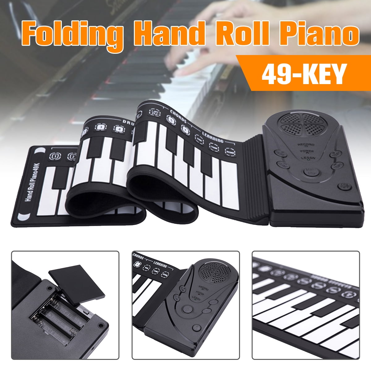 49-key Folding Hand Roll Piano Portable Entry Keyboard Student Children ...