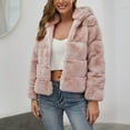 BLTIBY Fur Coat for Women Hooded,Short Faux Furry Cropped Fluffy Jacket Open Front Coats Shaggy ...