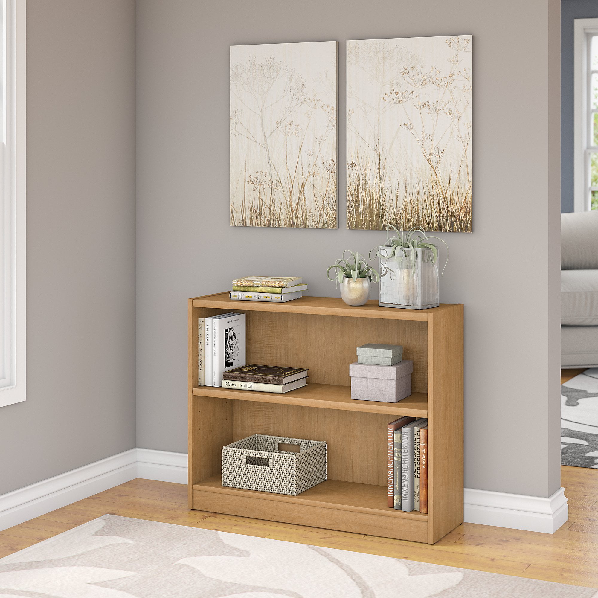 Bush Furniture Universal 2 Shelf Bookcase in Snow Maple - Walmart.com