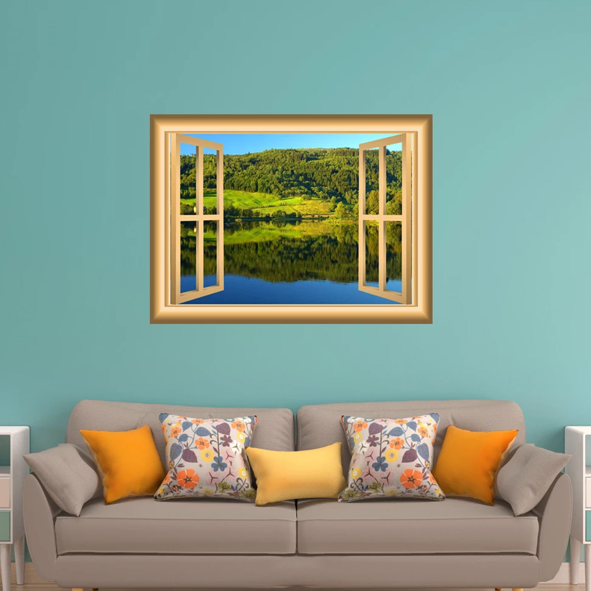 VWAQ 1X Lake Window Wall Decal Nature Decor Peel And Stick Mural - NW45 ...