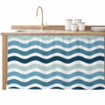 Cabinet Curtains 28"W x 51"L, Teal Blue Stripes Ombre Sink Skirt for ...