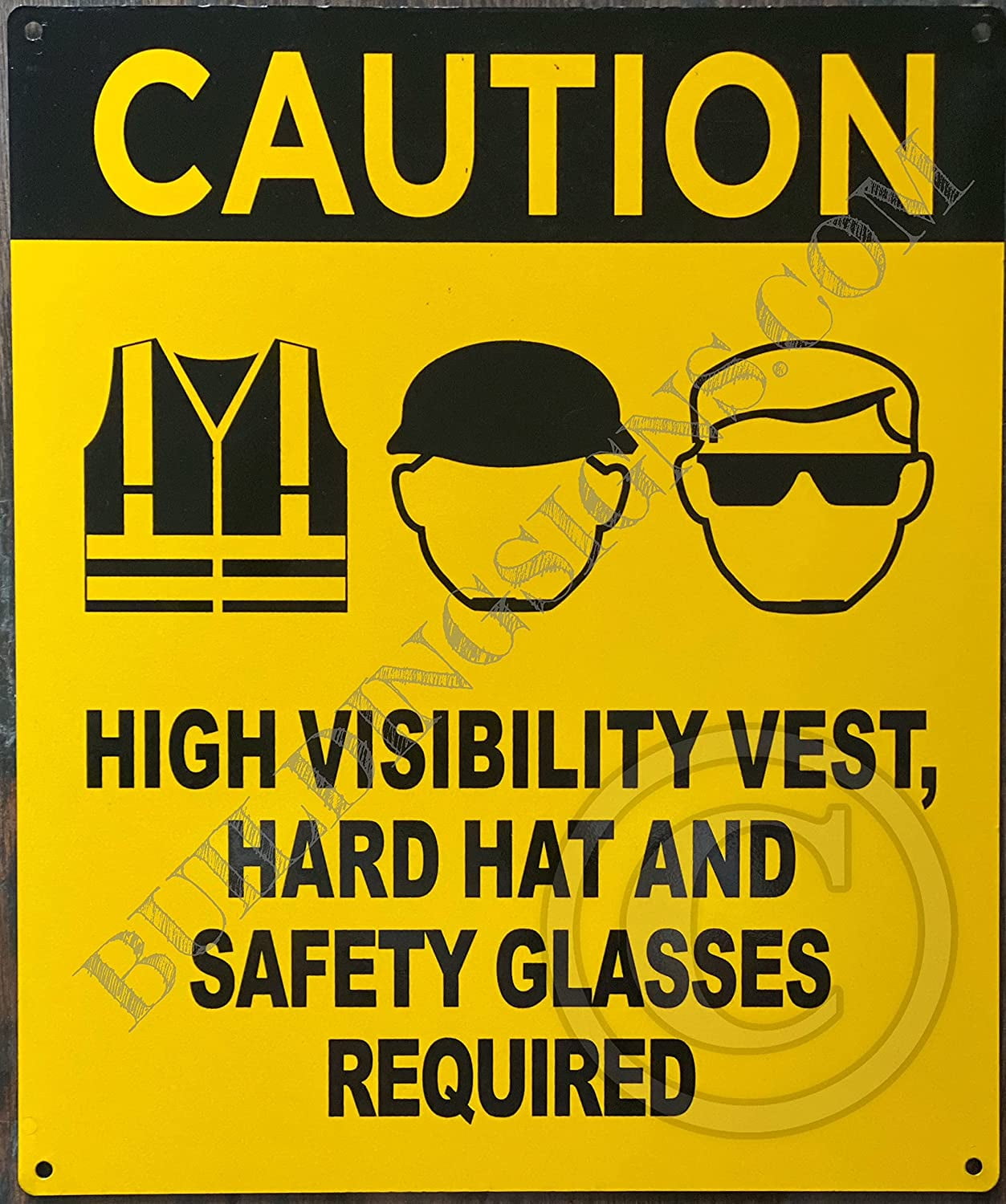 Construction PPE Sign - HIGH VISIBILTY Vest, Hard HAT and Safety ...