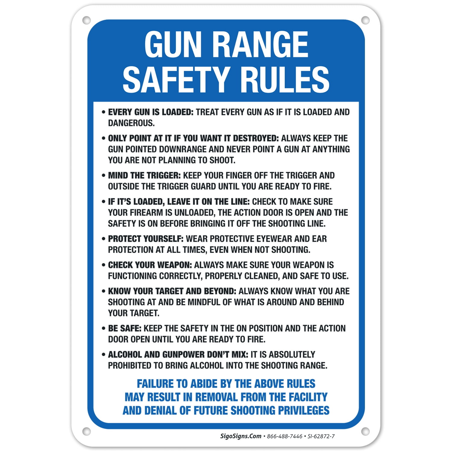 Gun Range Safety Rules Sign, - Walmart.com