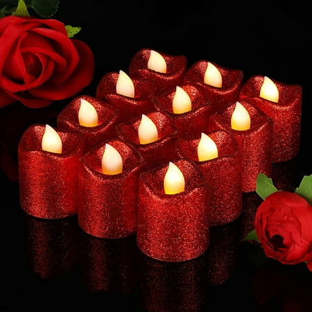 24 Pieces Flameless Votive Candles Glitter LED Tea Light Candles ...
