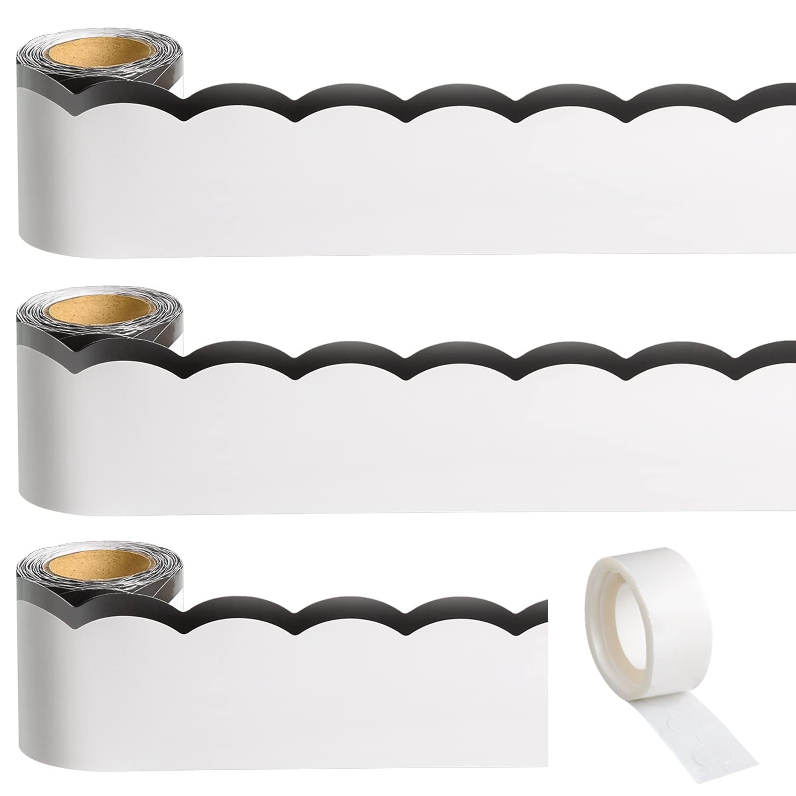 Bulletin Board Borders AWIZOM Wave de 99 pies en blanco y negro ...