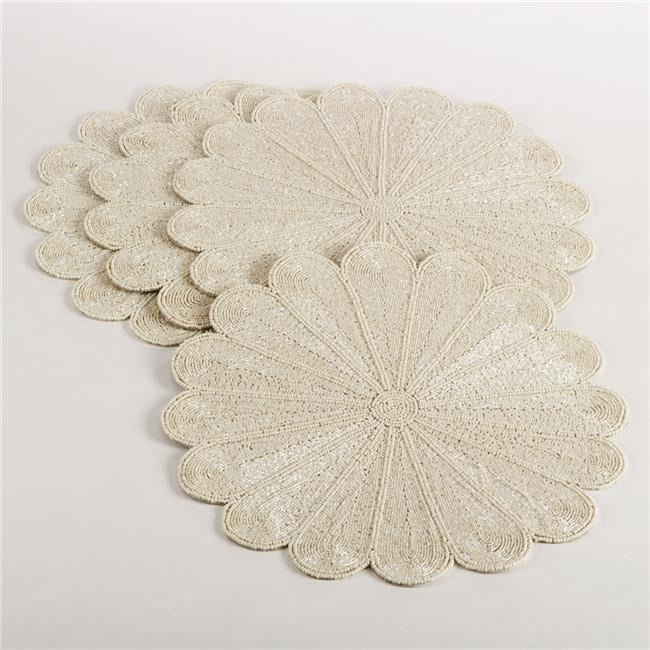 Saro Lifestyle Flower Design Beaded Placemat (Set of 4) - Walmart.com