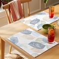 Placemats Set of 6 Blue Pink Leaves Non-Slip Place Mat Simple Style ...