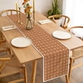 Brown Gingham Dining Table Runner, Modern Minimalist White Line Grid ...