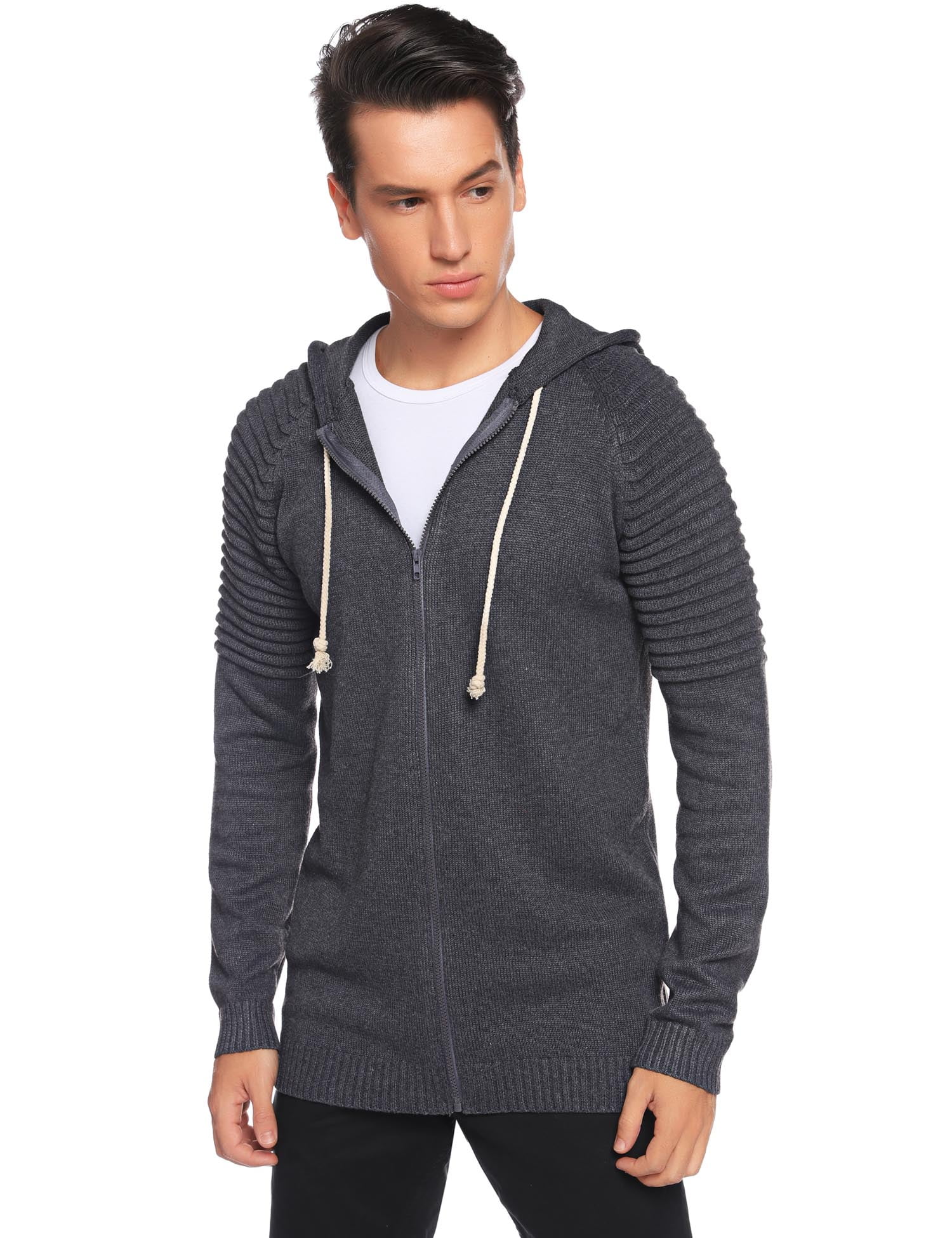 Purcoar Mens V-Neck Cotton Sweater Long Sleeve Cardigan Cover-up ...