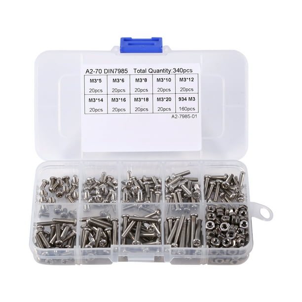 340Pcs Machine Screw Assortment Kit, Pan Head Assorted Nuts Bolts and ...
